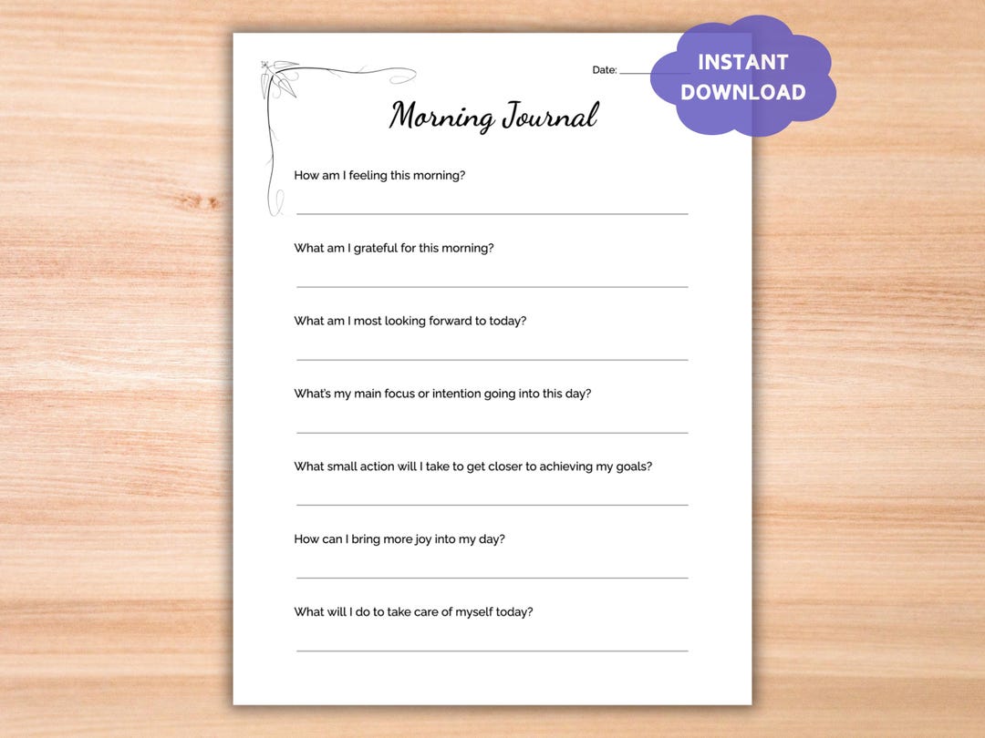 Morning Journal Printable Template, Miracle Morning Pages, Morning ...
