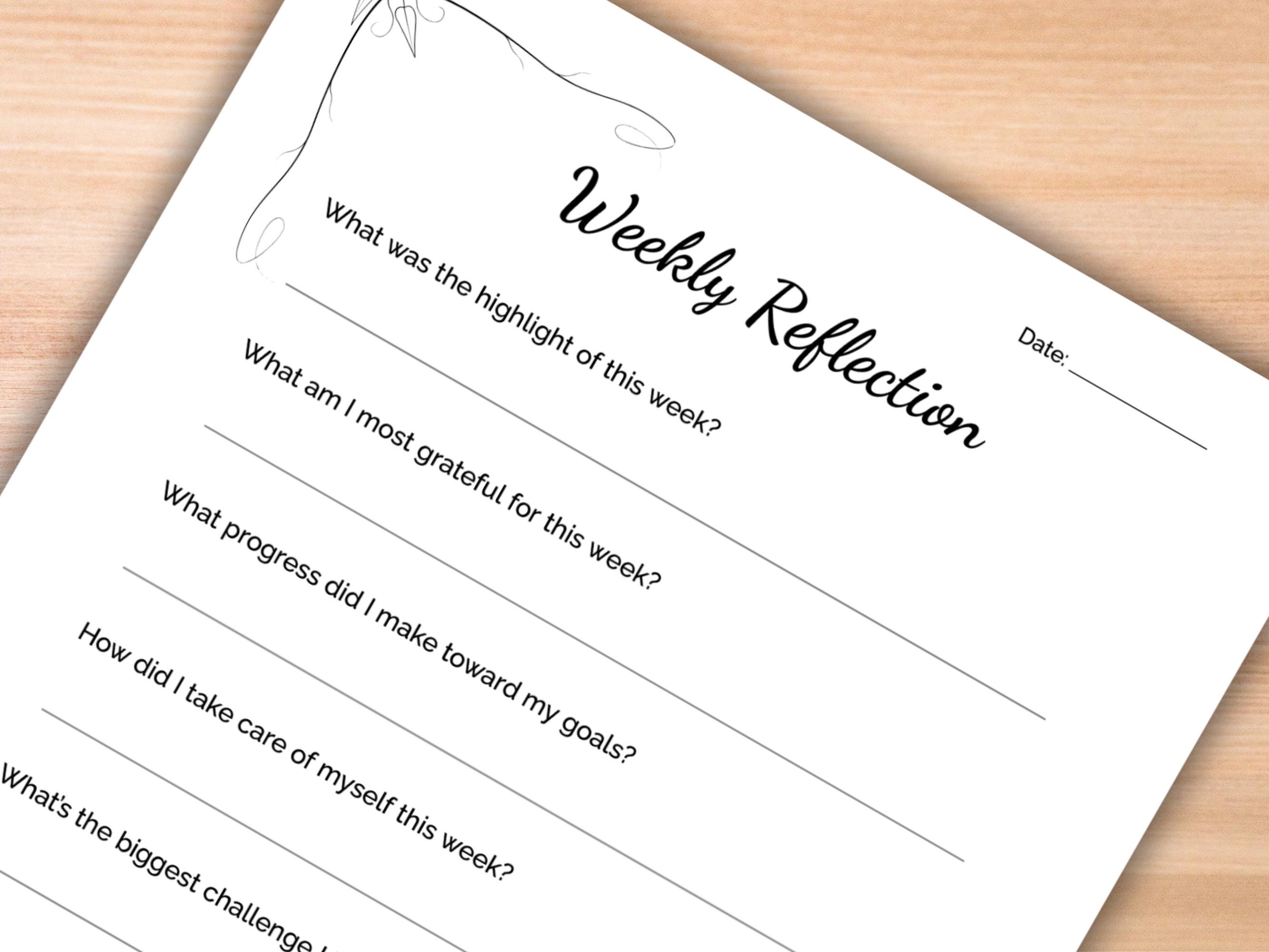 Weekly Review Printable Template, Weekly Reflection Journal Prompts ...