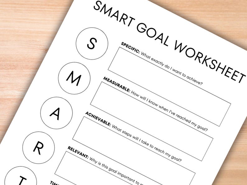 SMART Goal Template Printable PDF, Goal Setting Worksheet Planner for ...