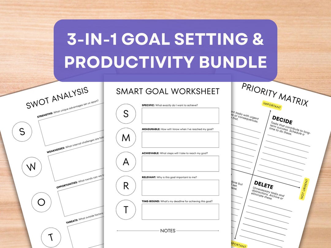 Goal Setting + Productivity Planner Printables for Small Business ...