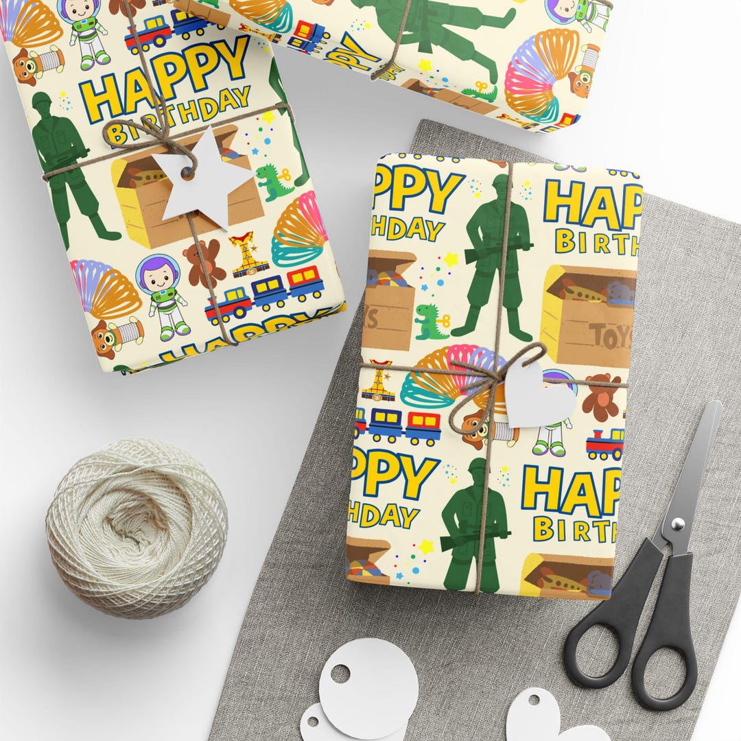 Toy Cartoon Themed Wrapping Paper, Gift Wrap for Kids, Toy Themed ...