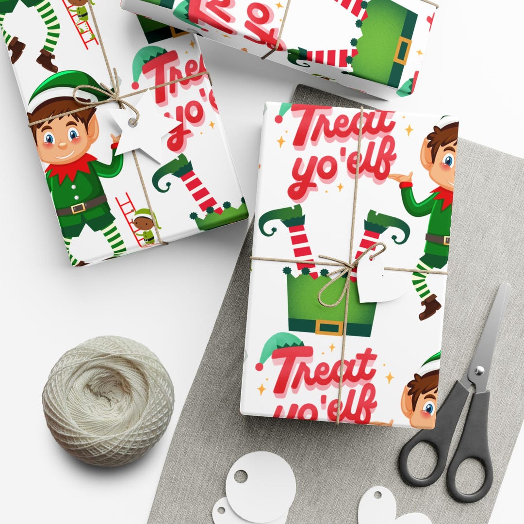 Elf Theme Christmas Wrapping Paper, Festive Holiday Gift Wrap for ...