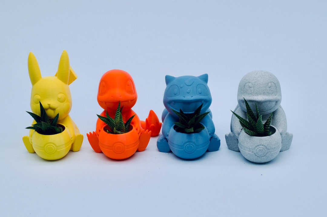 Pokemon 3D Printed Planters (pikachu, Bulbasaur, Charmander, Squirtle ...