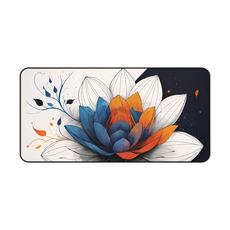Lotus Flower Desk Mat, Floral Desk Mat, Yin Yang Art, AI Art, Fancy ...