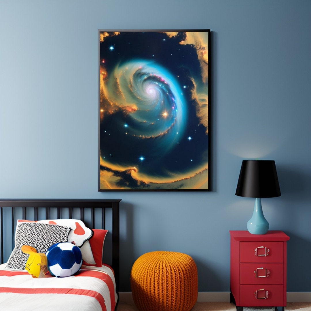 Colorized Galaxy Poster, Wall Art Poster, Space Poster, Aestetically ...