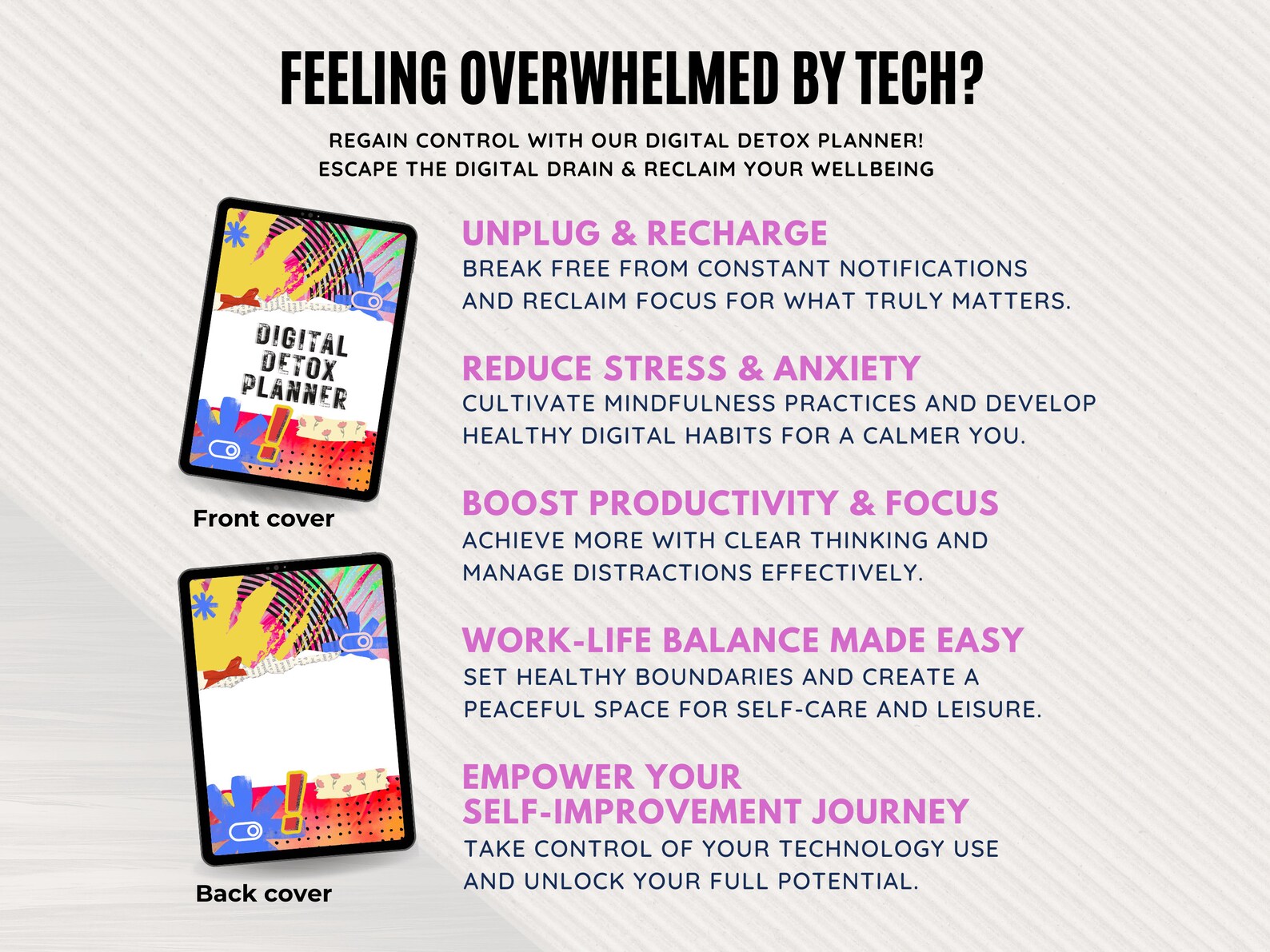 Mental Health Digital Detox Planner, 45-day Screen Time Tracker ...