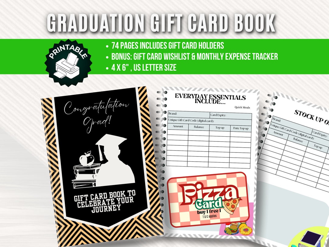 Graduation Gift: Printable Gift Card Book for College Students ...