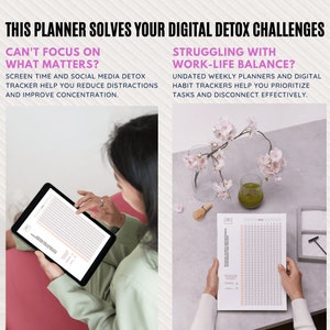 Mental Health Digital Detox Planner, 45-day Screen Time Tracker ...