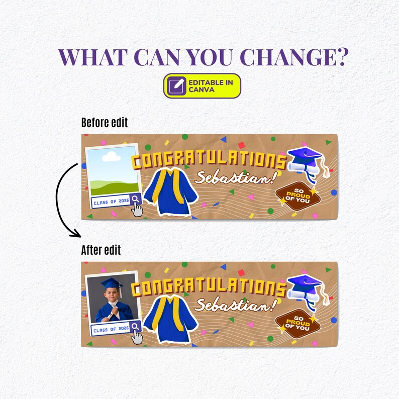 Graduation Banner Template Canva | Class of 2026 Photo Backdrop ...
