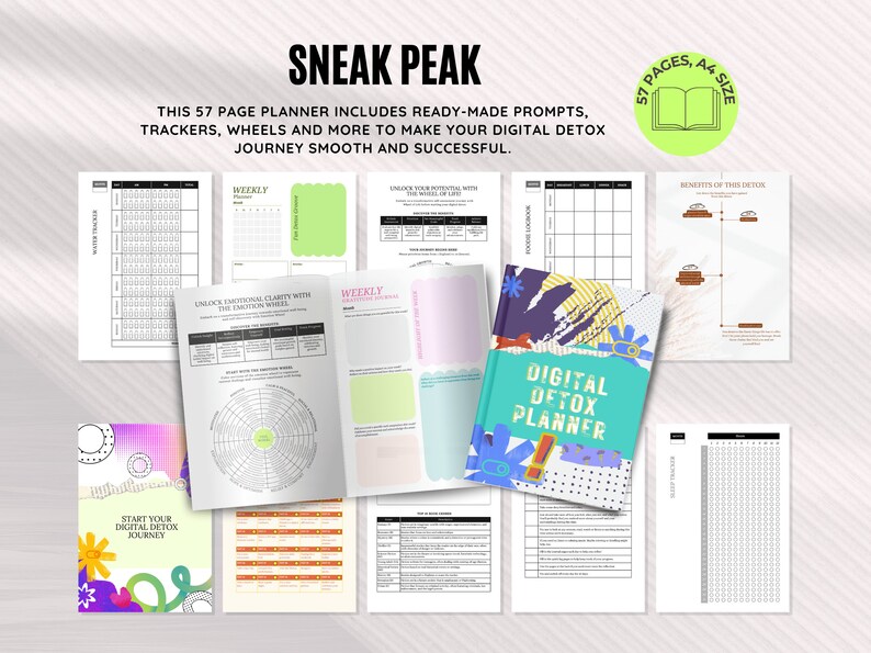 Mental Health Digital Detox Planner, 45-day Screen Time Tracker ...