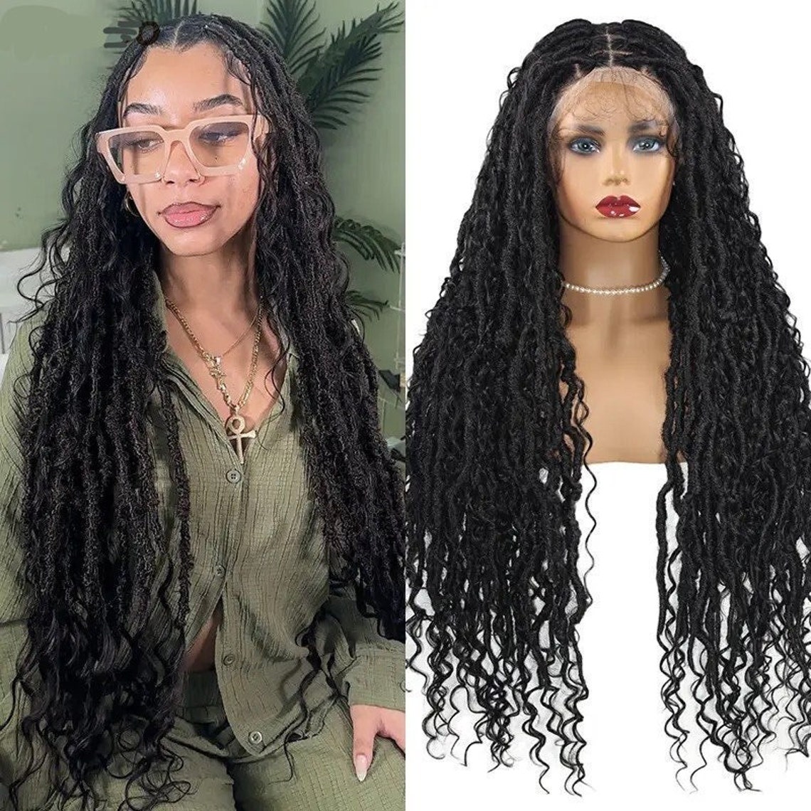 Distressed Faux Locs Full HD Lace, Boho Custom Handmade Wig - Human ...