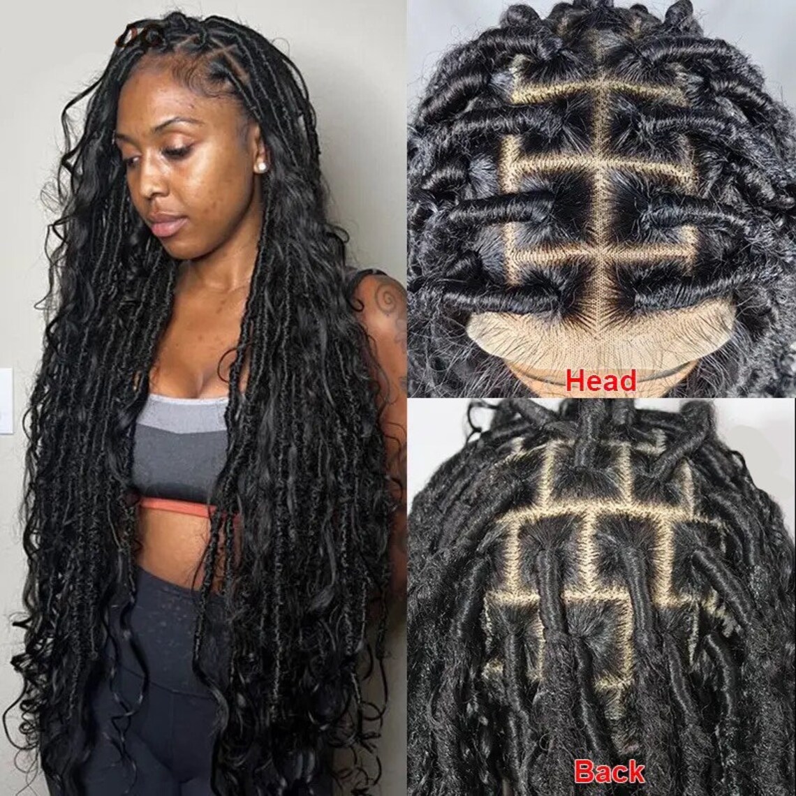 Distressed Faux Locs Full HD Lace, Boho Custom Handmade Wig - Human ...
