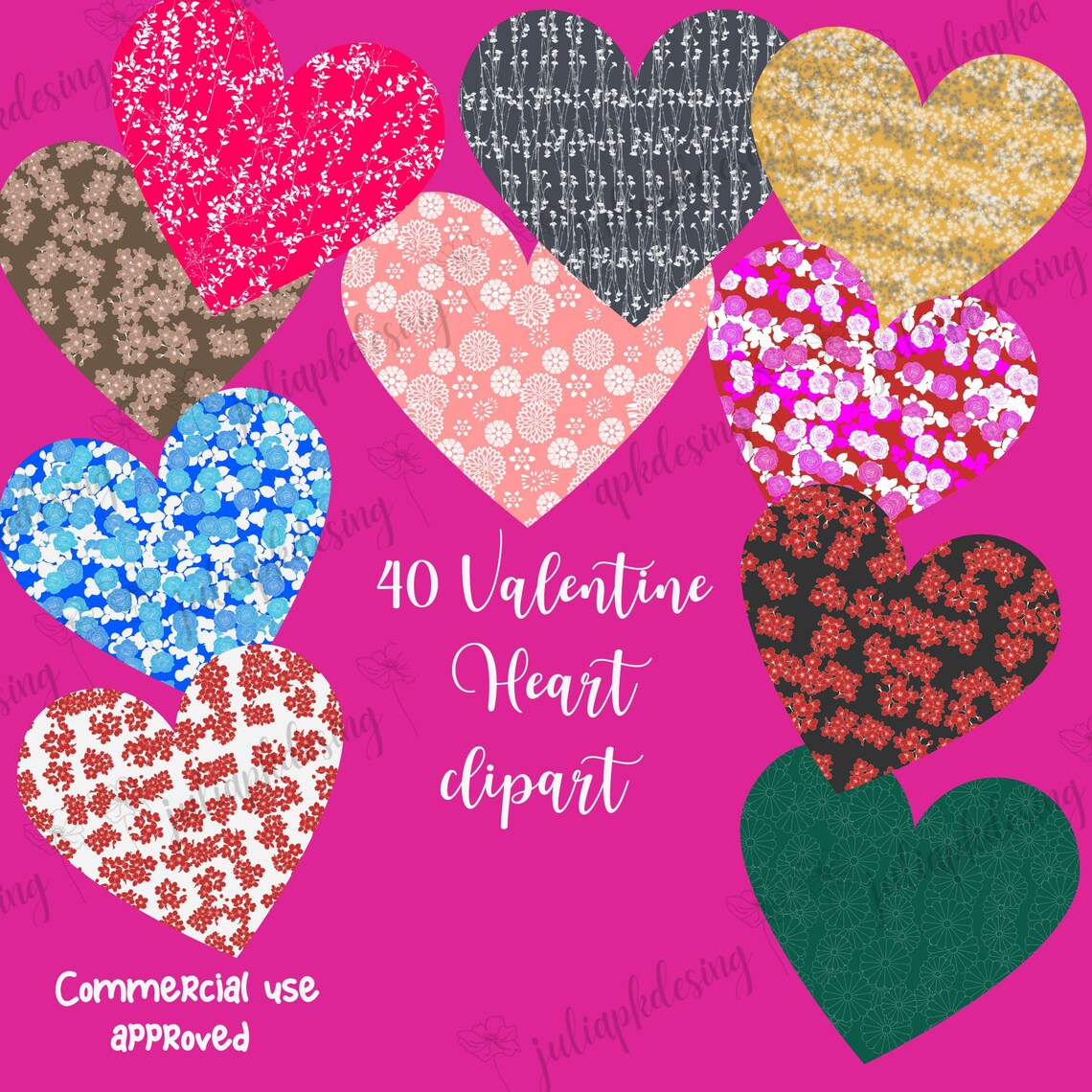 Valentine Clipart Heart Clipart Printable Valentine Graphics - Etsy