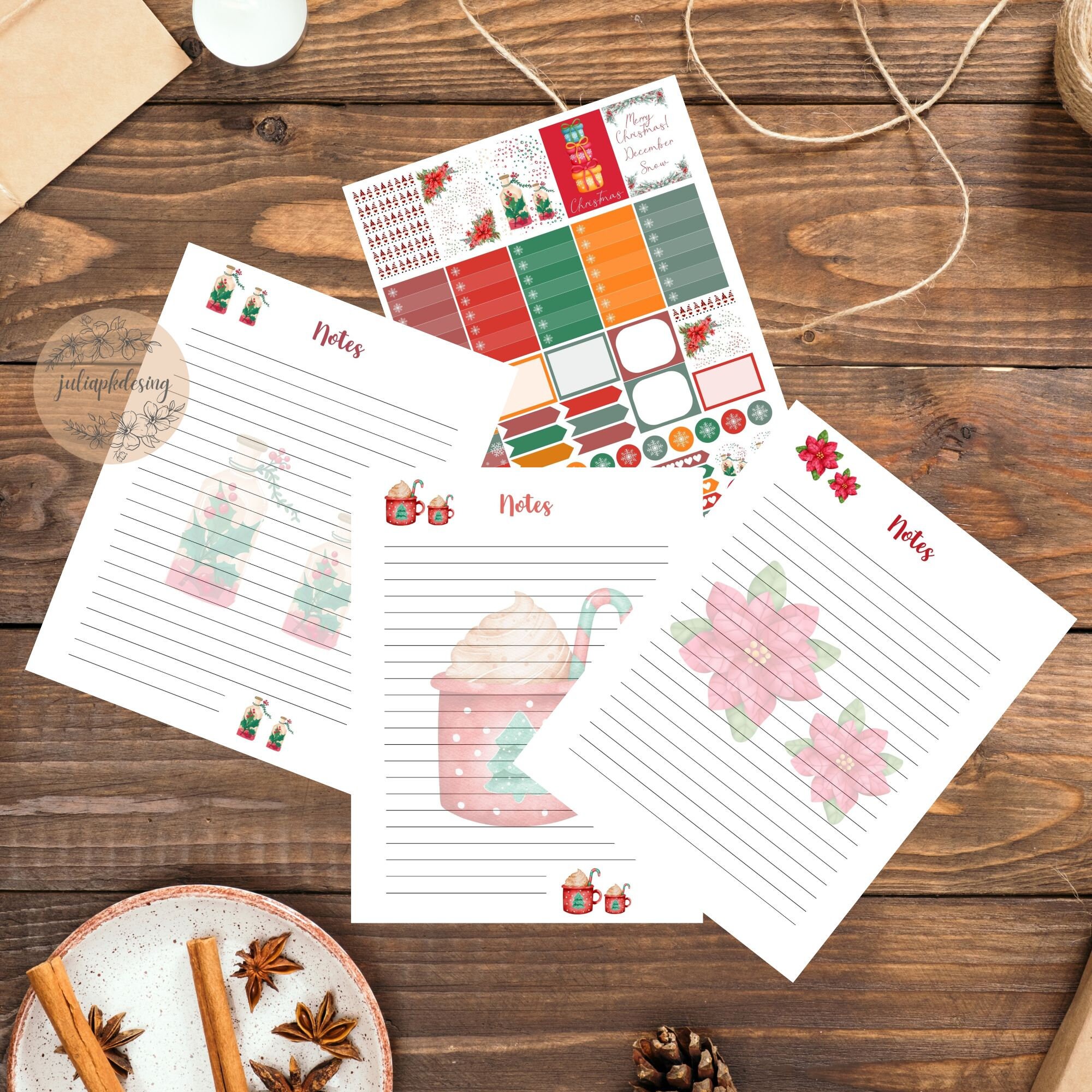 Printable, Christmas Printables Stickers Planner, Paper Notes ...