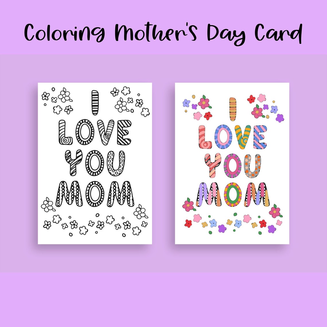Coloring Mother's Day Cards - Etsy