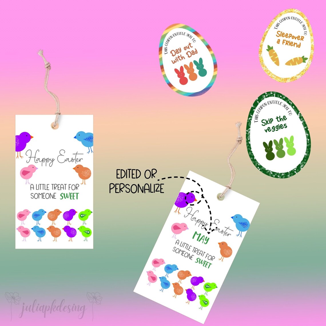 Easter Bundle Coupon Gift Tags, Printable Editable and Not Editable. - Etsy