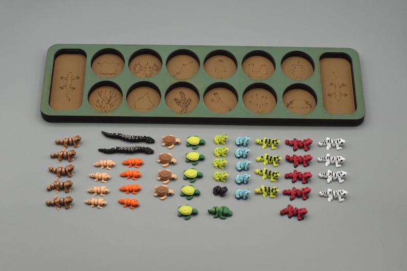Reptile Mancala Game: Lizard, Frog, Snake & Turtle Pieces - Etsy