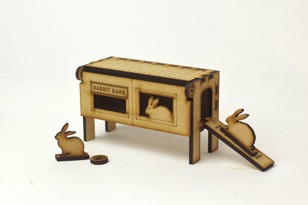 Wood Rabbit Hutch, Rabbit Gift, Bunny Hutch, Farm Toy, Homestead Toy ...
