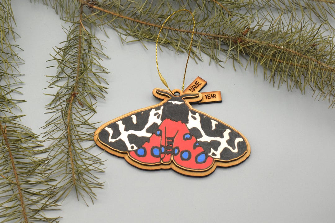 Hand Painted Tiger Moth Ornament With Custom Name Tag: Forest Ornament ...