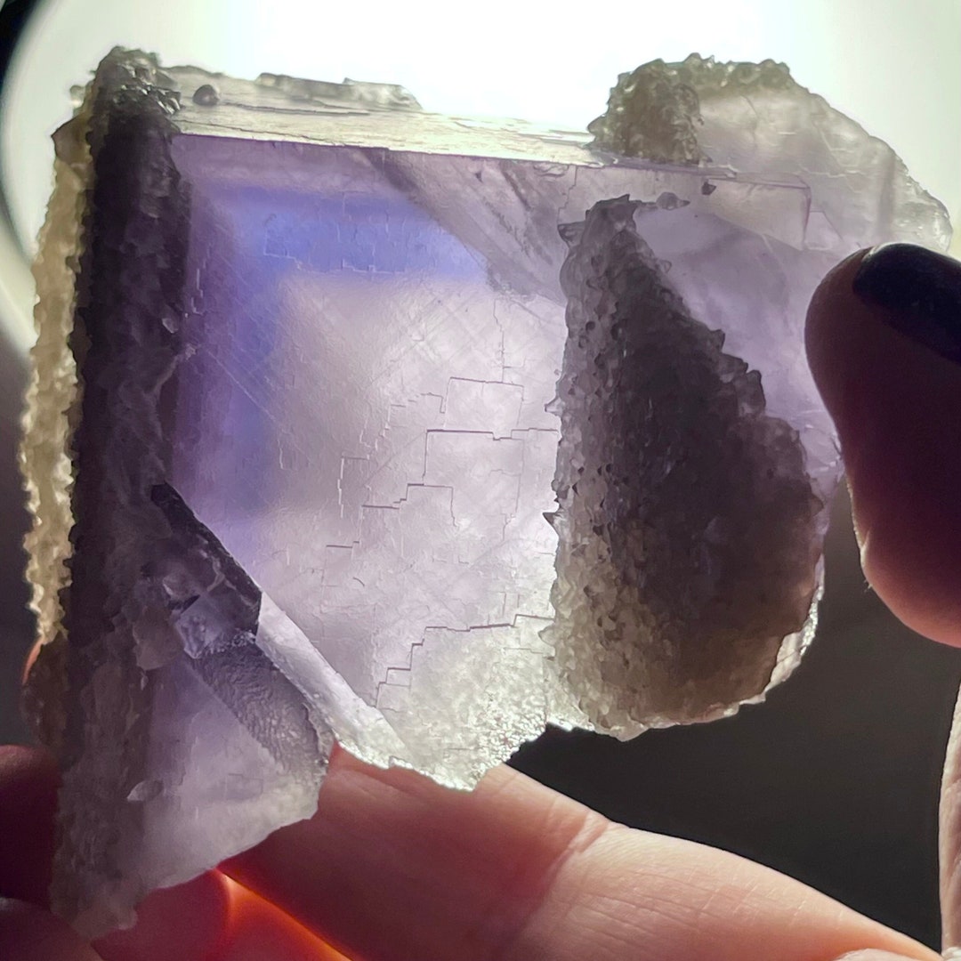 Stunning Indigo Blue Violet Phantom Fluorite, Sugar Druzy Calcite ...