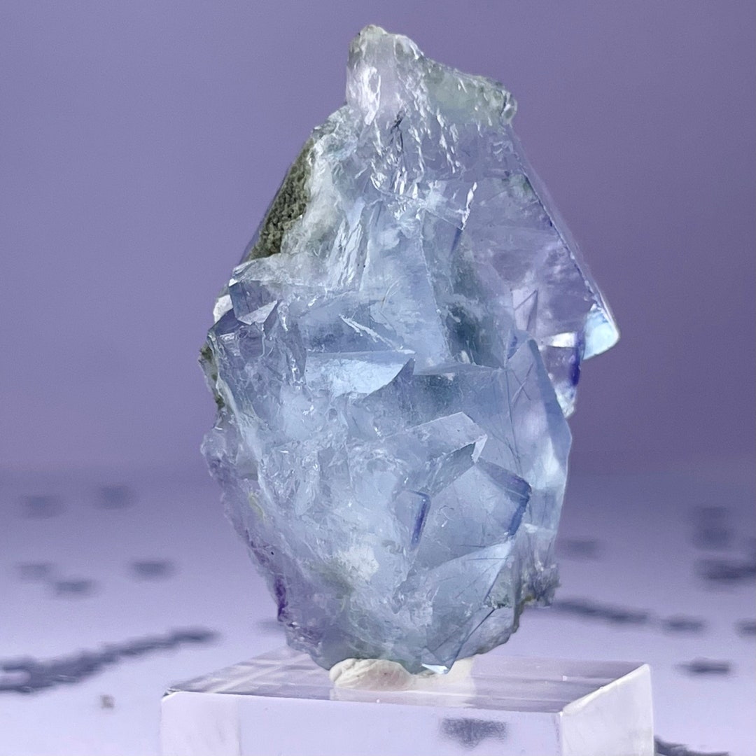 Blue Tint Fluorite, Clear Like Glass, Purple, Phantom, Stepped Cubed ...