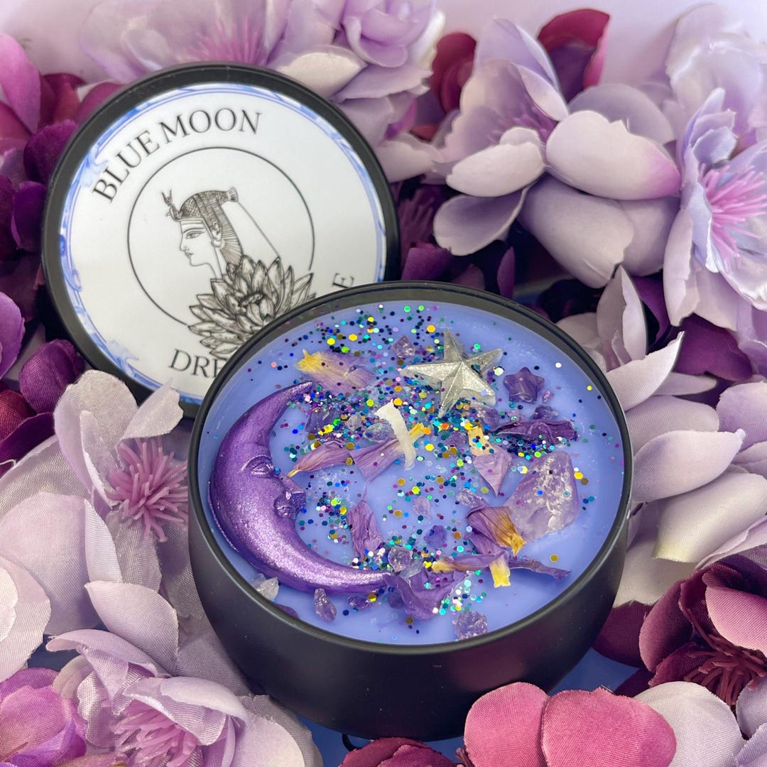 Blue Moon Blue Lotus Dream Candle, Sleep Aid, Meditation, Handmade Soy ...