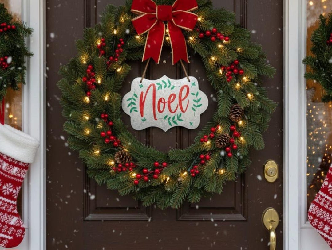 Galvanized Metal Noel Sign | Rustic Farmhouse Christmas Decor - Etsy