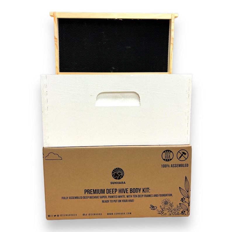 Sunvara Deep Beehive With 10 Frames, Premium Assembled Box, Honey Bee ...