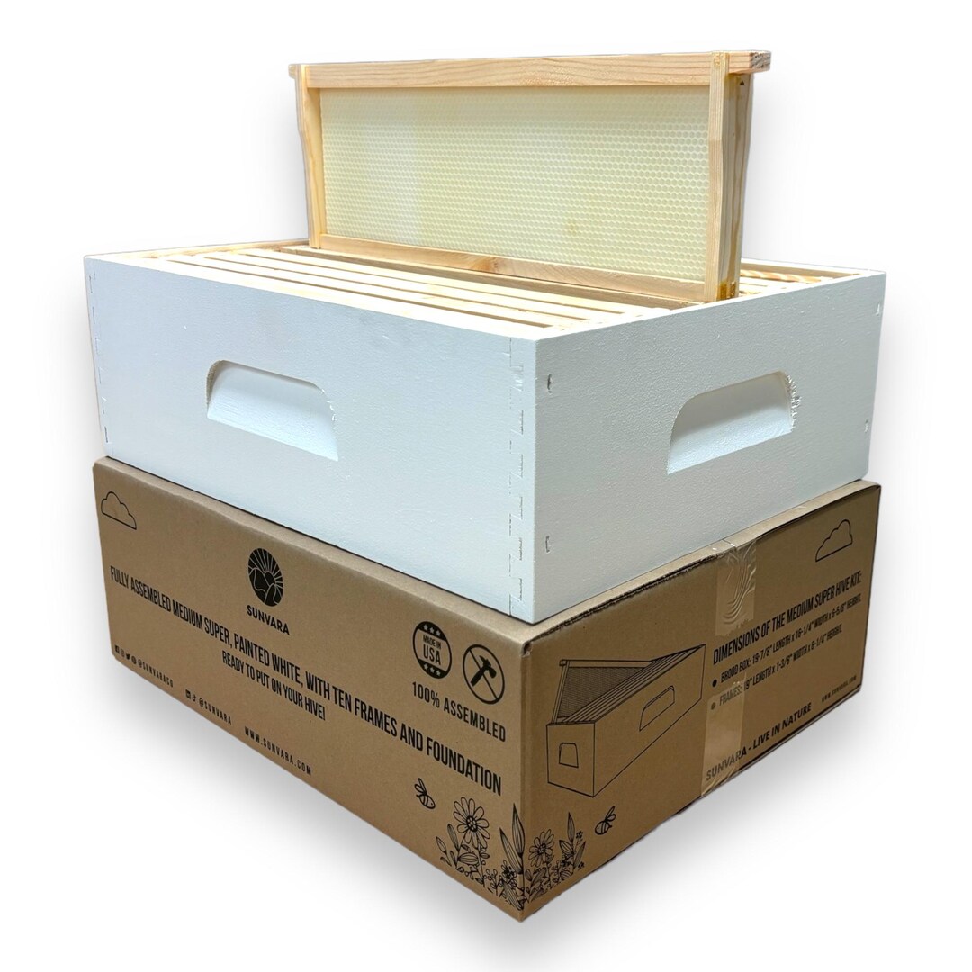 Sunvara Medium Beehive With 10 Frames, Premium Assembled Box, Honey Bee ...