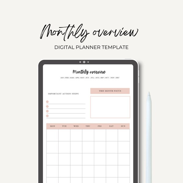 Goodnotes Monthly Overview Template - Etsy