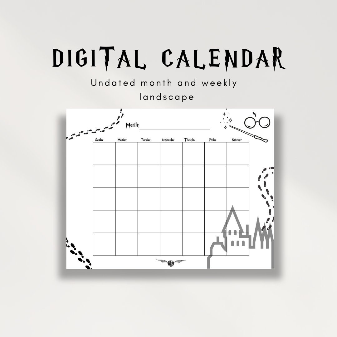 Digital Undated Wizard School Calendar, Monthly, Weekly Schedule ...