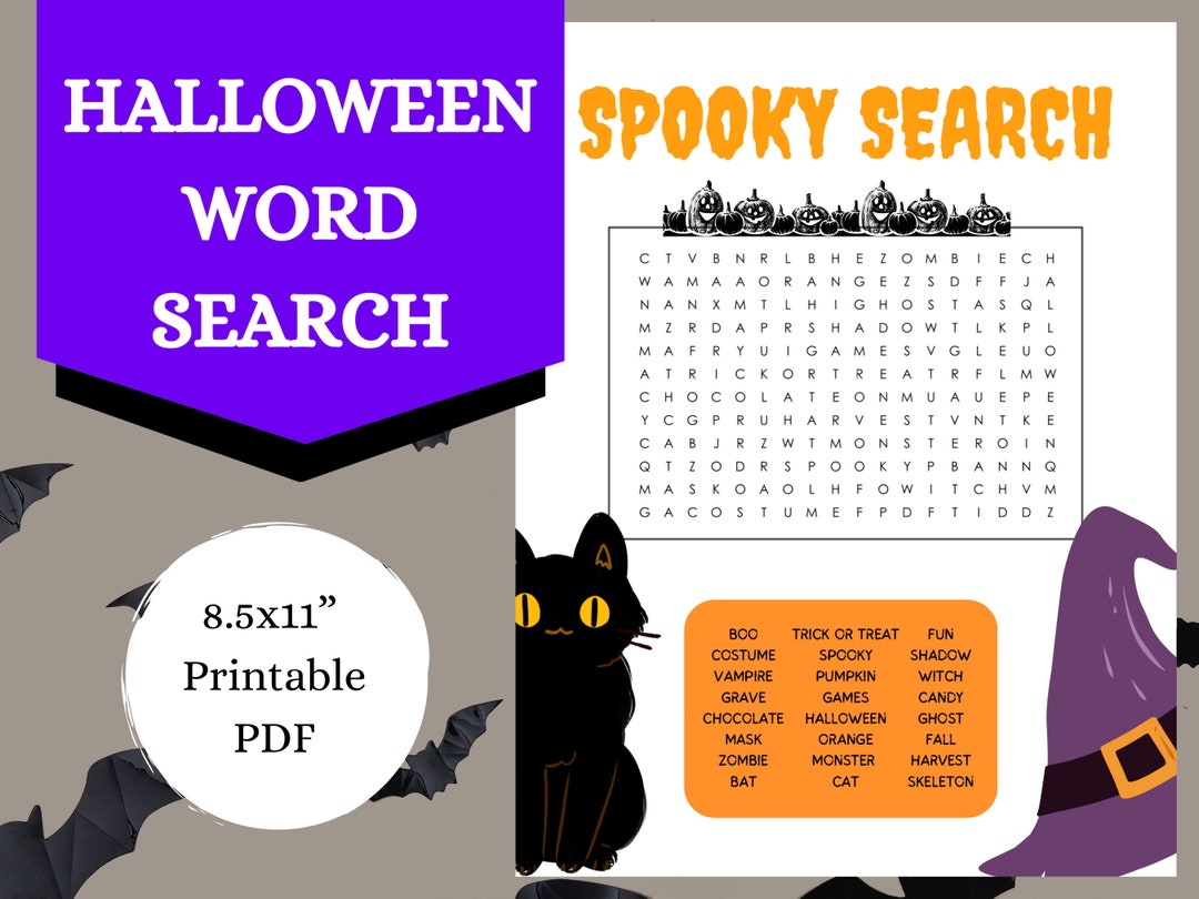 Halloween Word Search Game Printable | Instant Download | - Etsy