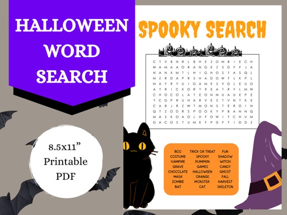 Halloween Word Search Game Printable Instant Download - Etsy