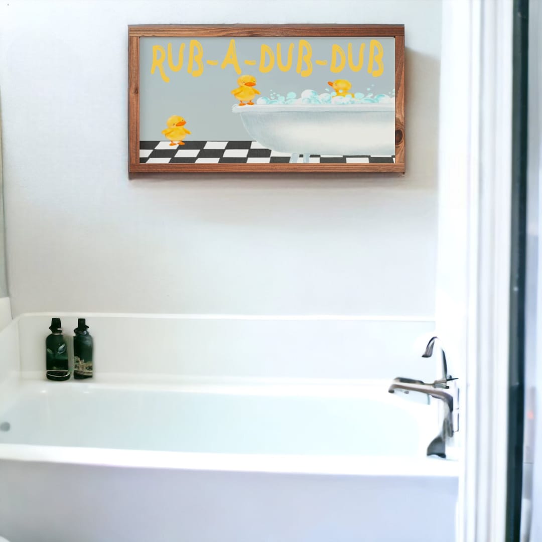 Rub a Dub Dub, Duck Bathtub Artwork for Bathroom - Etsy
