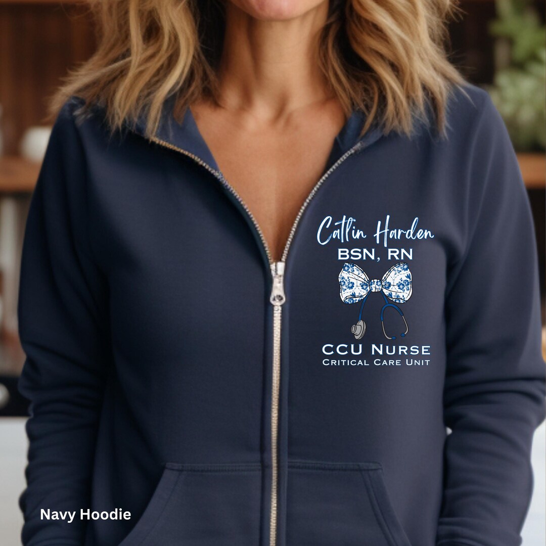 Personalized CCU Critical Care Unit Sweatshirt Nurse Zip up Hoodie ...