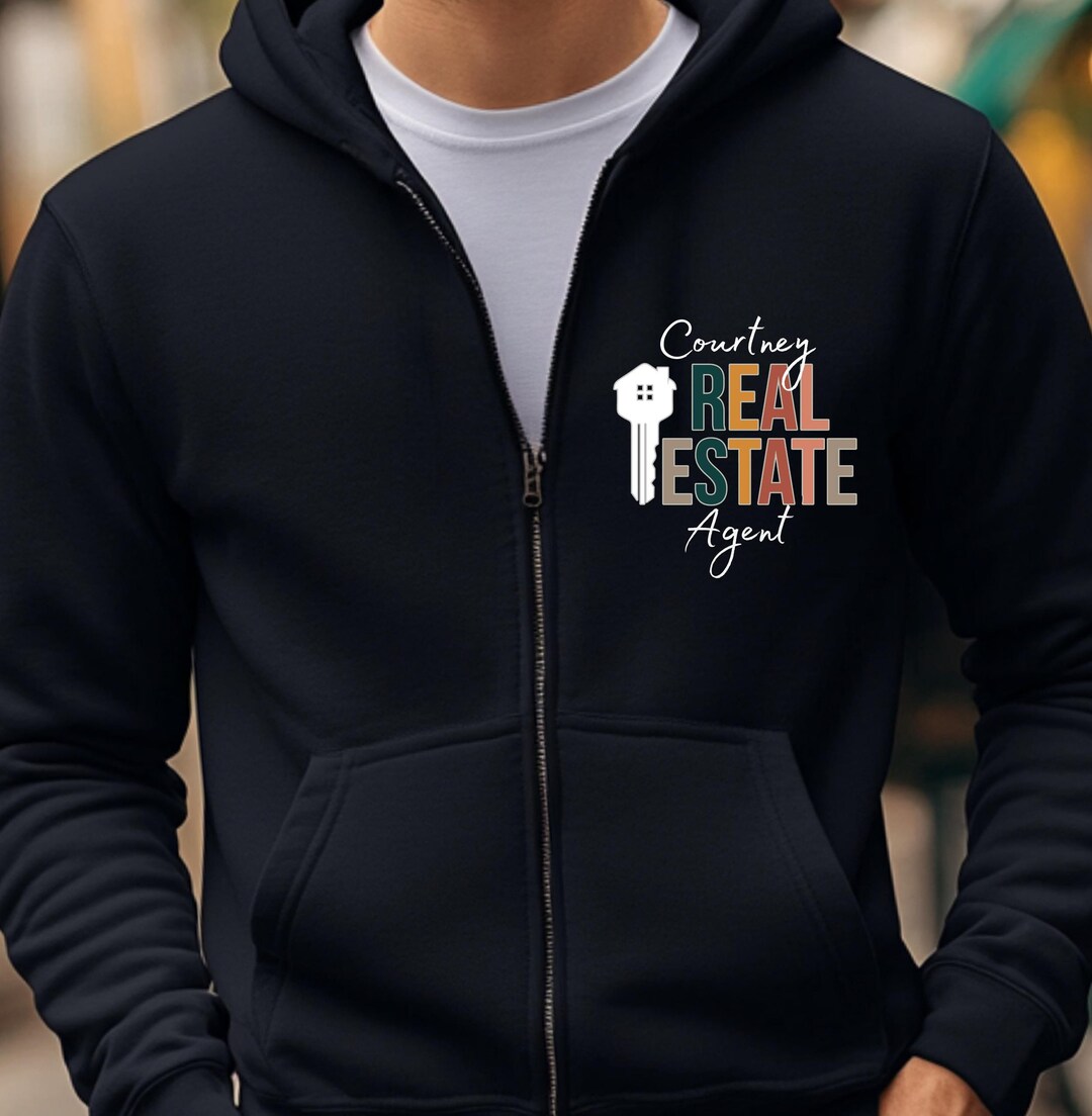 Personalized Realtor Zip Hoodie, Custom Real Estate Marketing Apparel ...
