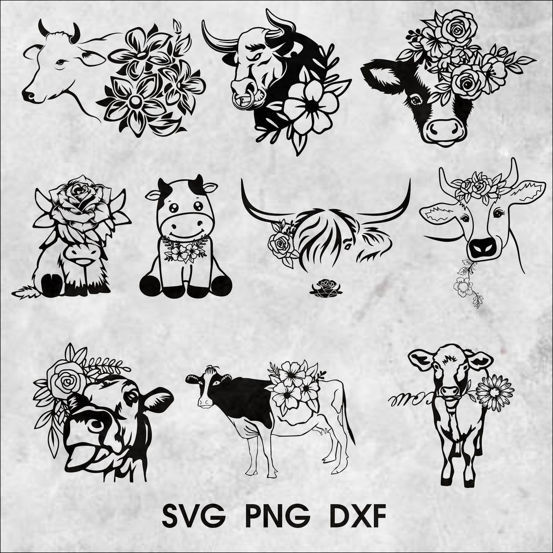 10 Cows SVG Bundle Cow Png - Etsy
