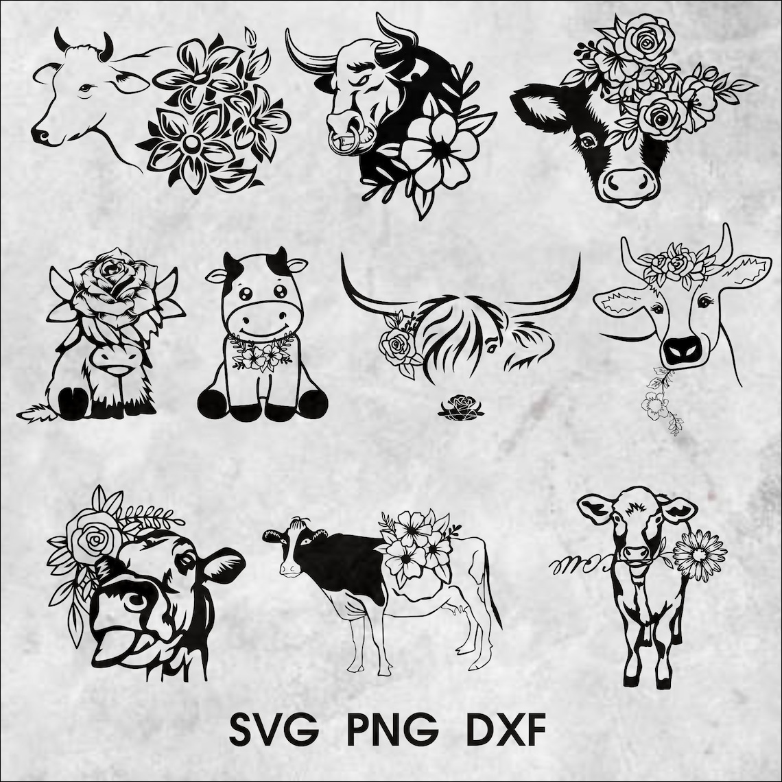 10 Cows SVG Bundle Cow Png - Etsy