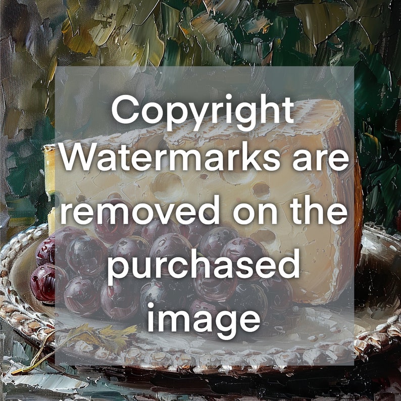 Impressionist Oil Painting of Cheese and Grapes on a Platter, a Still ...
