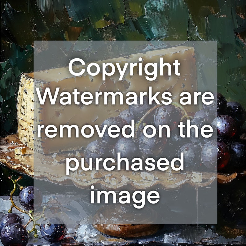 Impressionist Oil Painting of Cheese and Grapes, a Still Life Digital ...