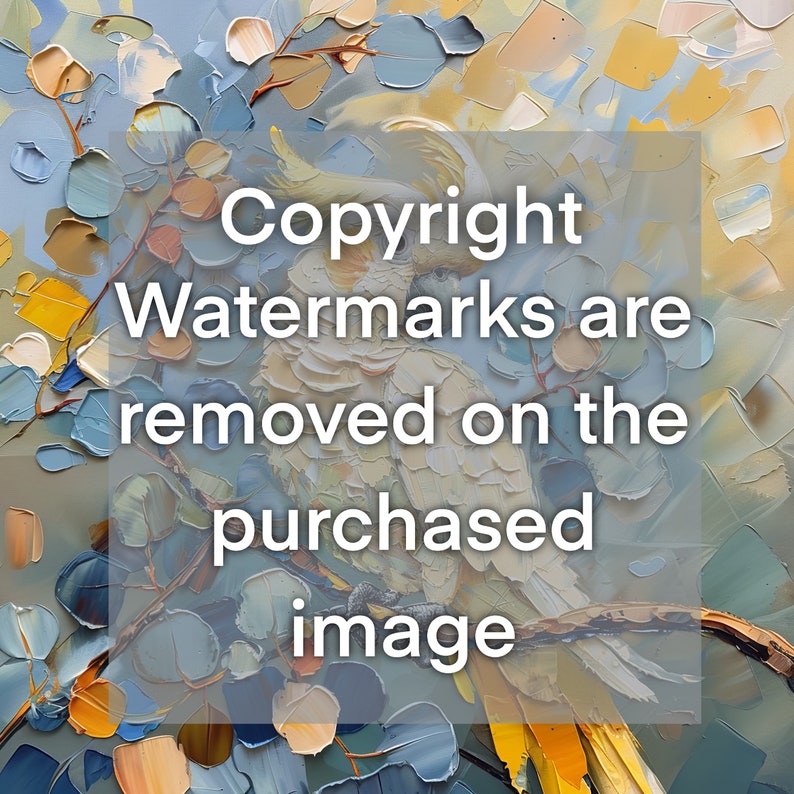 Impressionist Australian Sulphur Crested Cockatoo Oil Painting on Blue ...