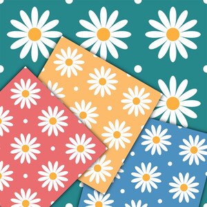 White Daisy Digital Paper Pack 12x12 - 40 Colour Bundle, Cute White ...