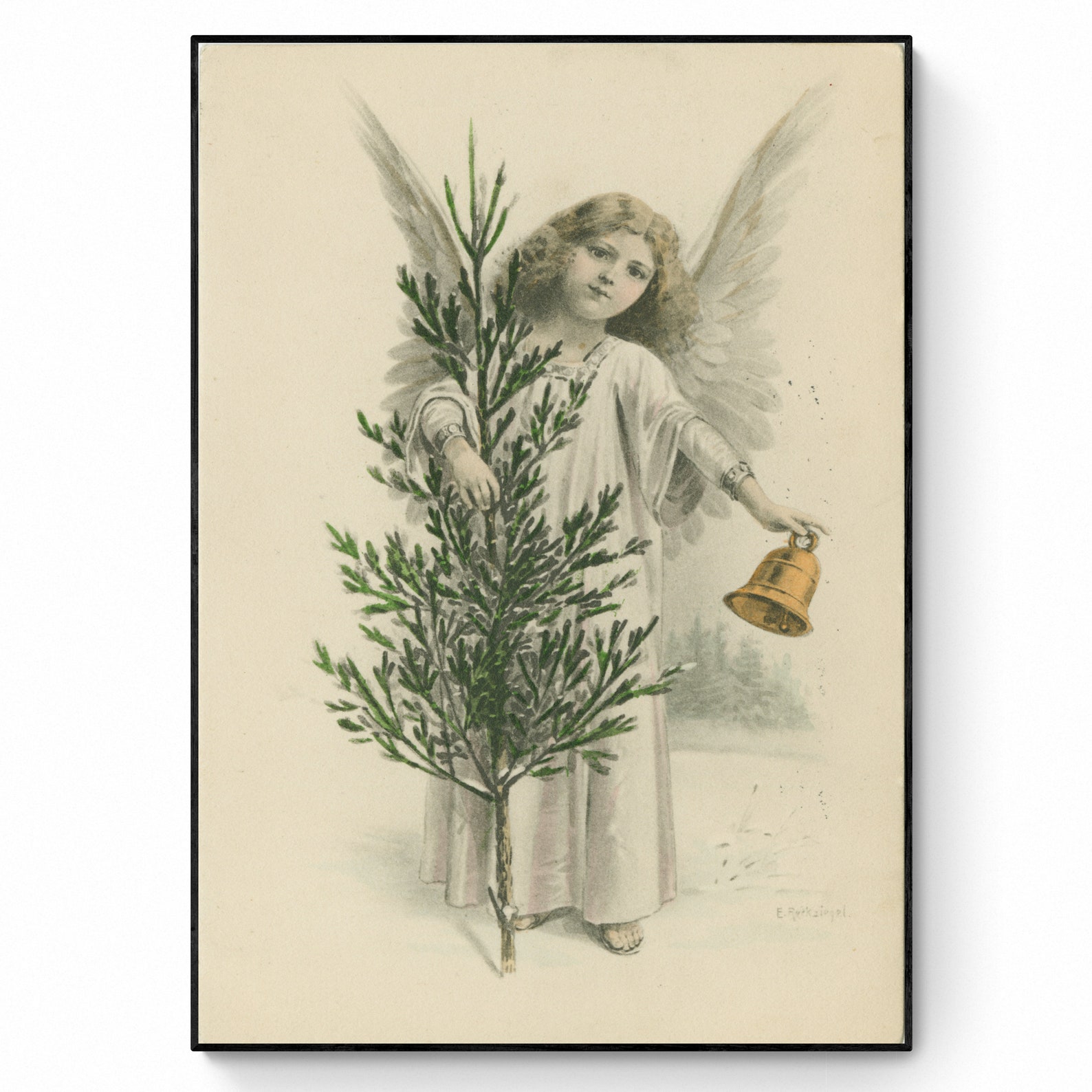 Printable Vintage Wall Art Vintage Christmas Victorian Angel winter ...