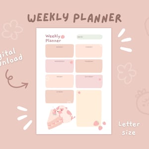 Cute Printable Weekly Planner | Kawaii Digital Planner | Instant ...