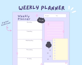 Cute Weekly Planner Printable Stationery Instant Download - Etsy