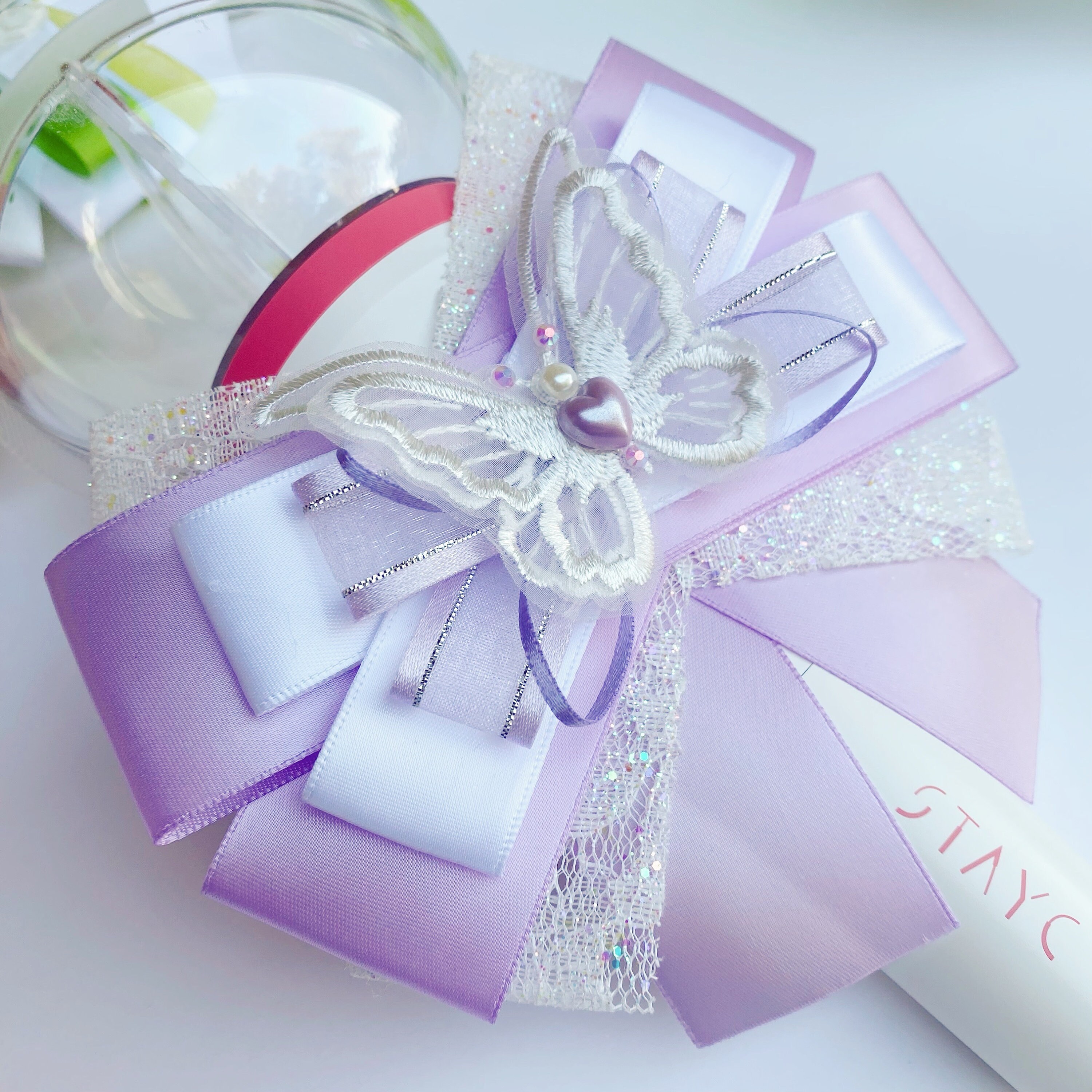 Pink/purple Butterfly Lightstick Bow Fits Most Lightsticks - Etsy