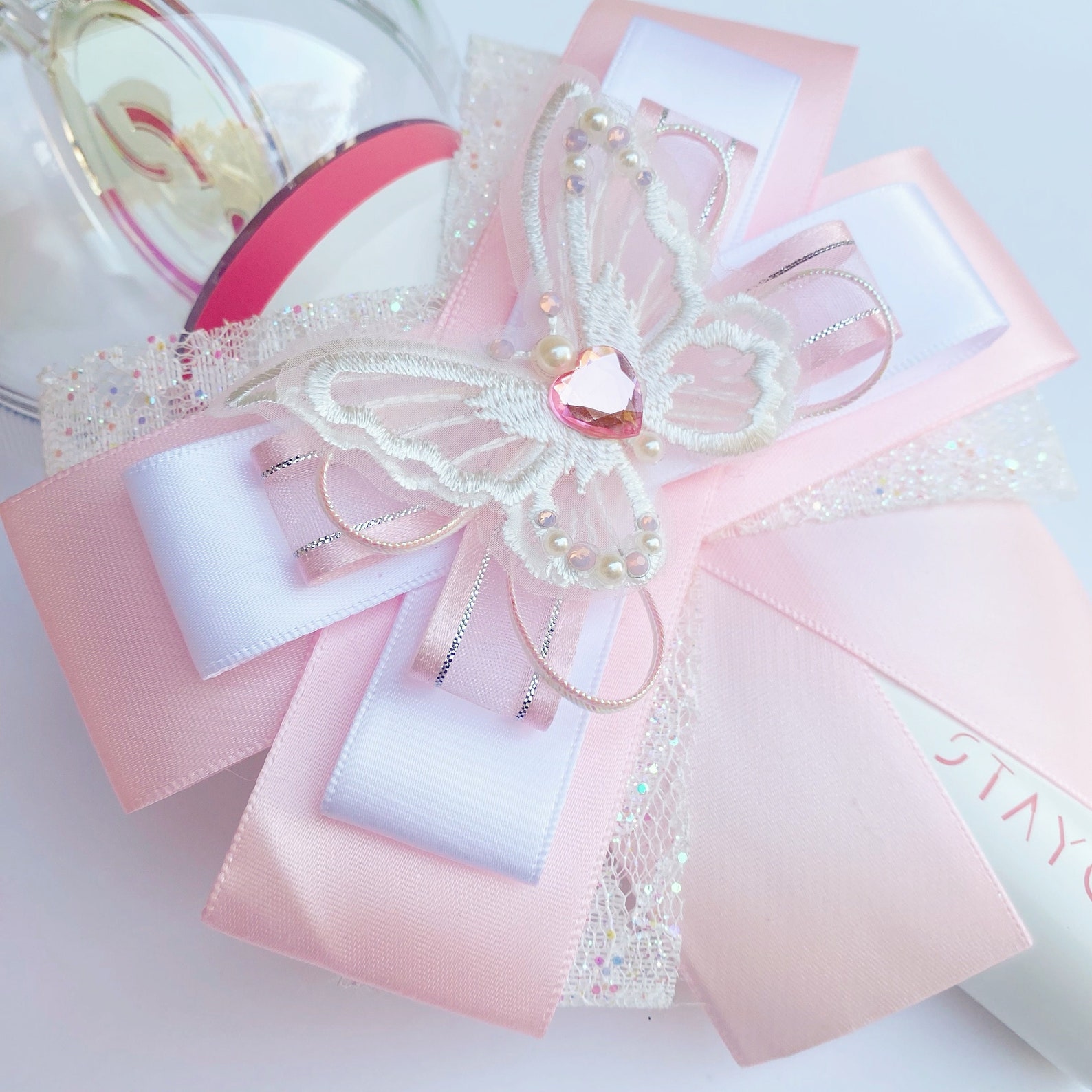 Pink/purple Butterfly Lightstick Bow Fits Most Lightsticks - Etsy