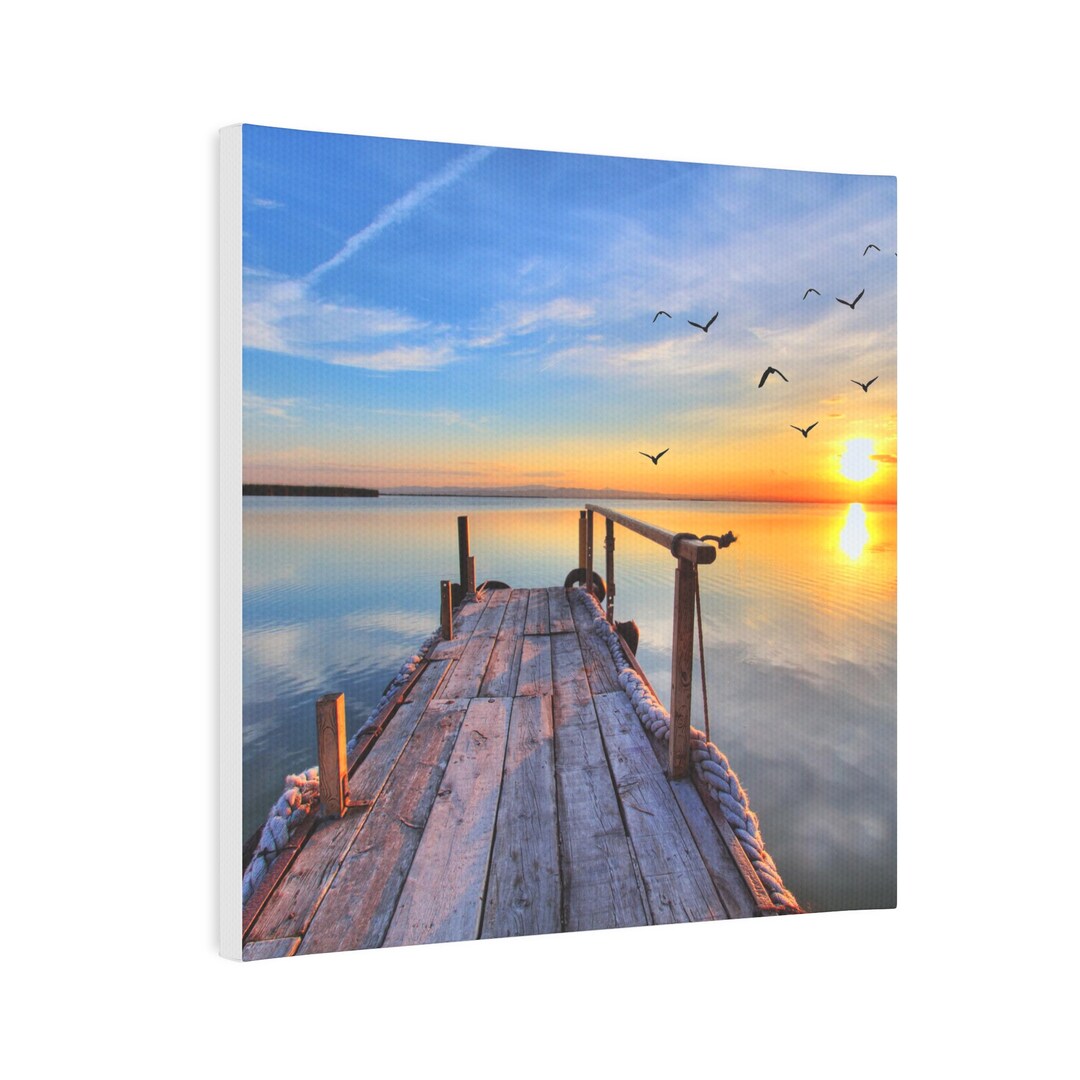 Sunset Dock Canvas Photo Tile Ocean View, Sunset, Birds, Beautiful ...