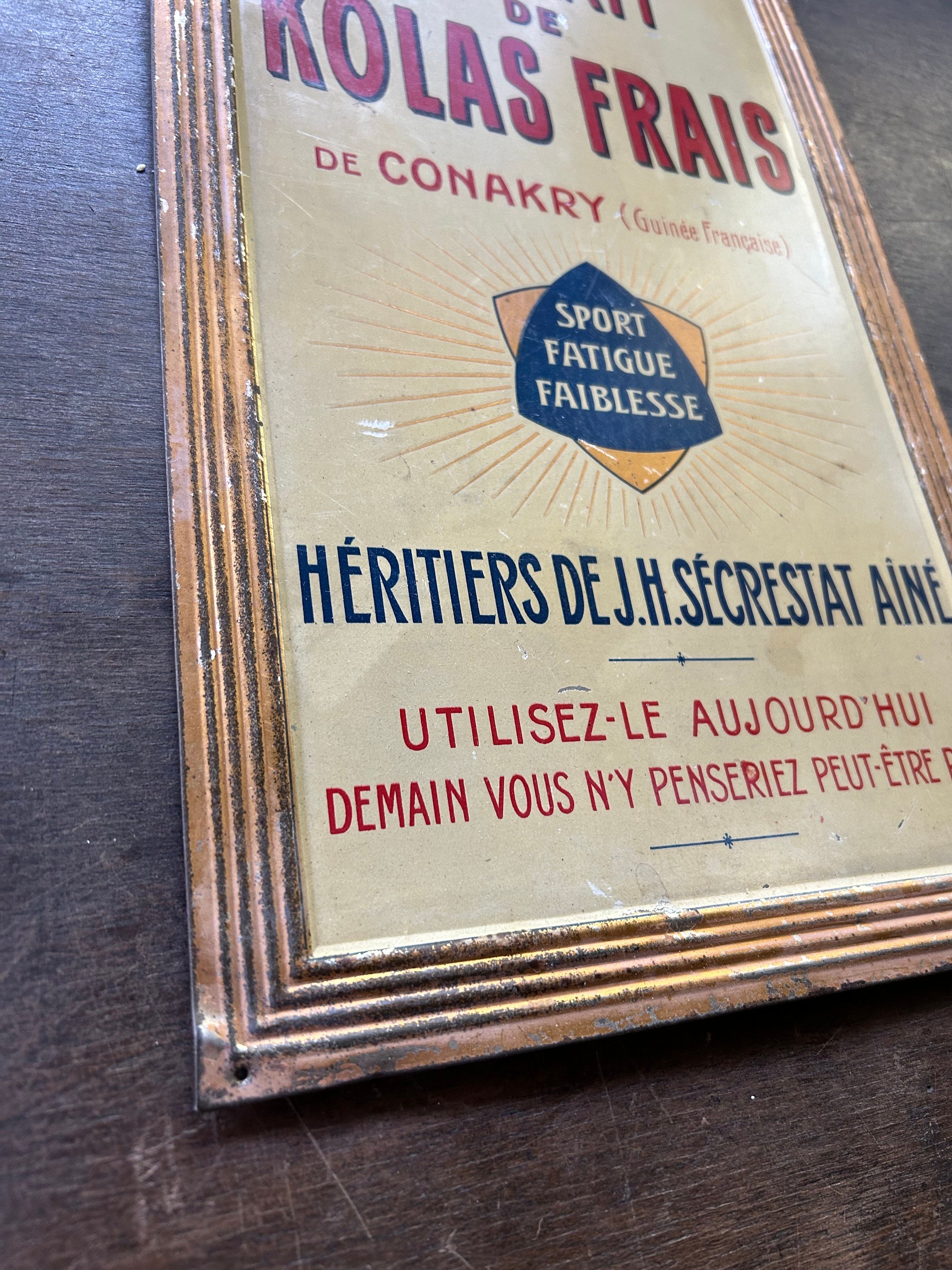 Beautiful Rare 1920s Antique French Sign Advertising KOLAS FRAIS Bar ...