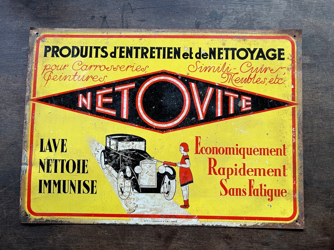 Beautiful Antique 1930s French Sign Advertising Cleaning Product With ...